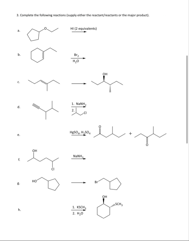 Solved Complete the following reactions (supply either the | Chegg.com
