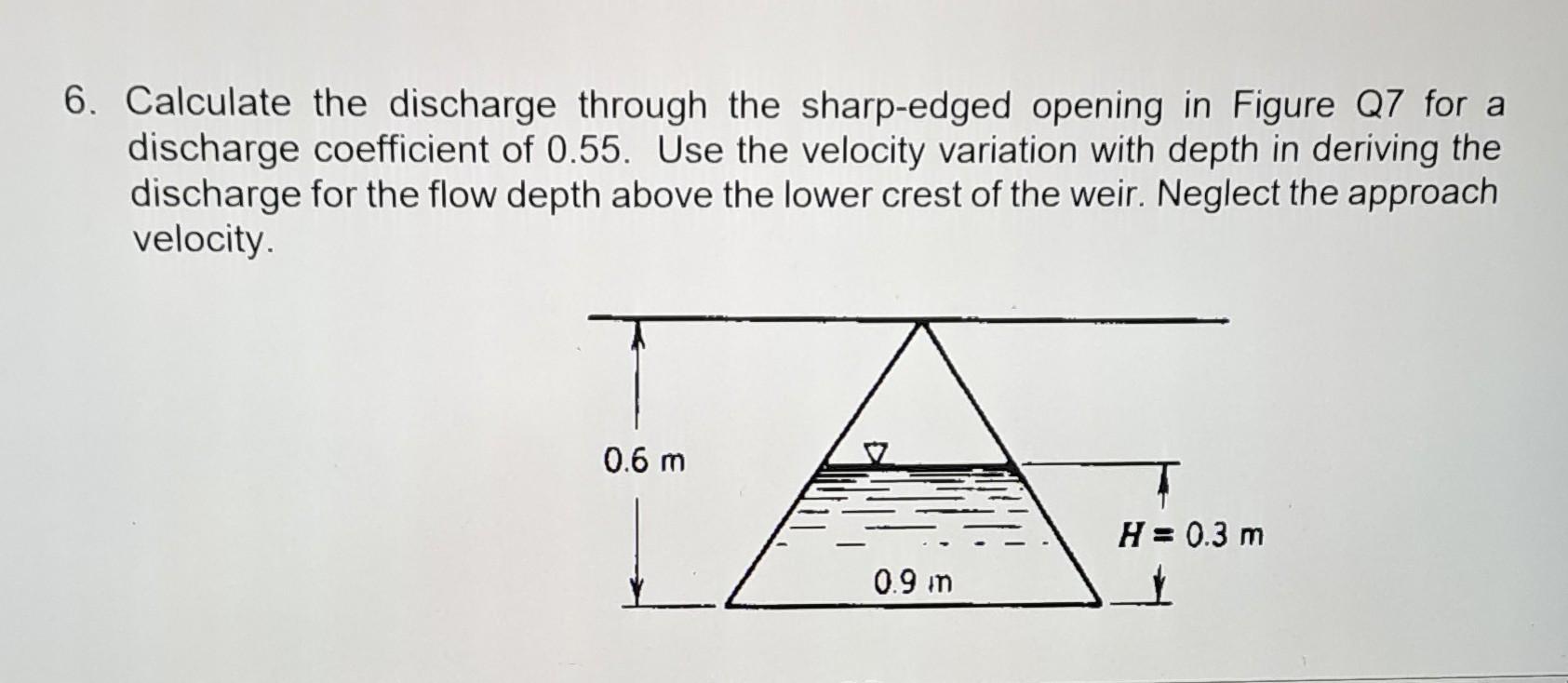 Solved Calculate the discharge through the sharp-edged | Chegg.com