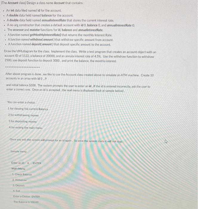 Solved (The Account class) Design a class name Account that | Chegg.com