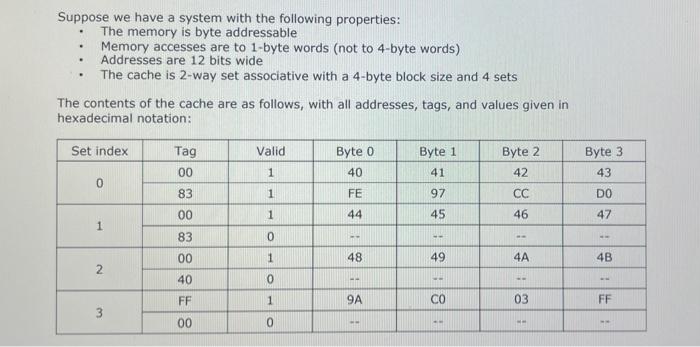 Solved Suppose we have a system with the following | Chegg.com