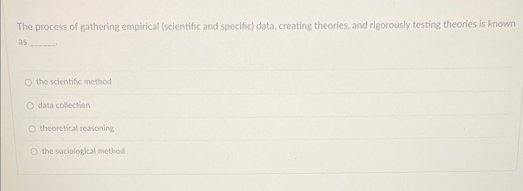 Solved The process of gathering empirical (scientific and | Chegg.com