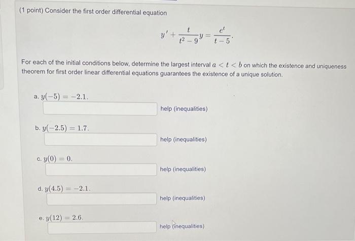 Solved 1 Point Consider The First Order Differential
