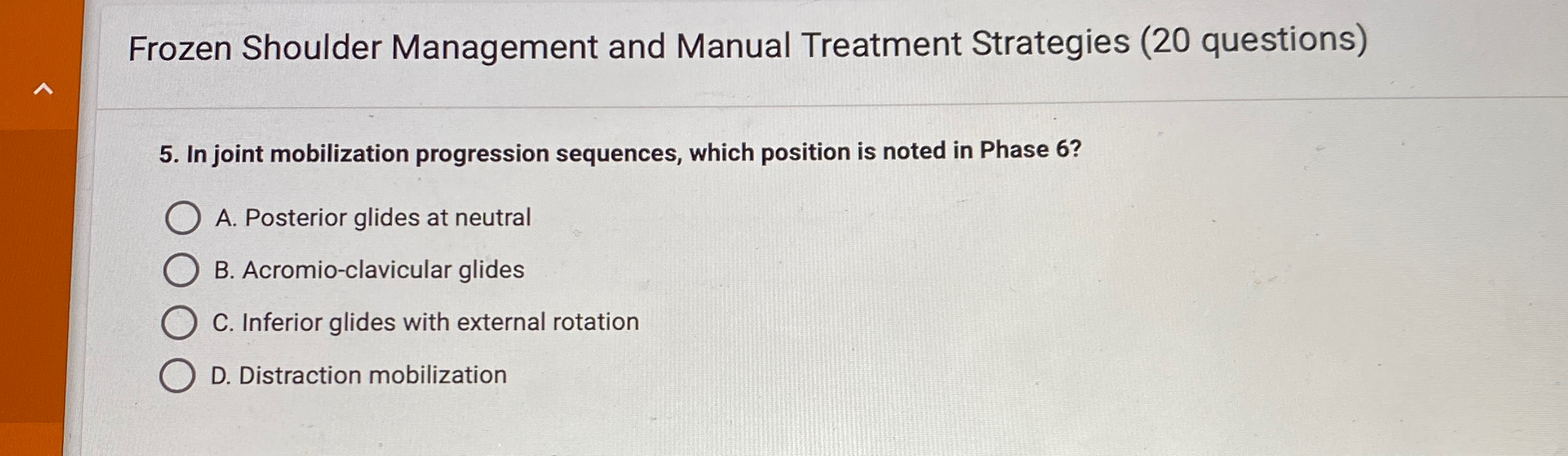 Solved Frozen Shoulder Management and Manual Treatment | Chegg.com
