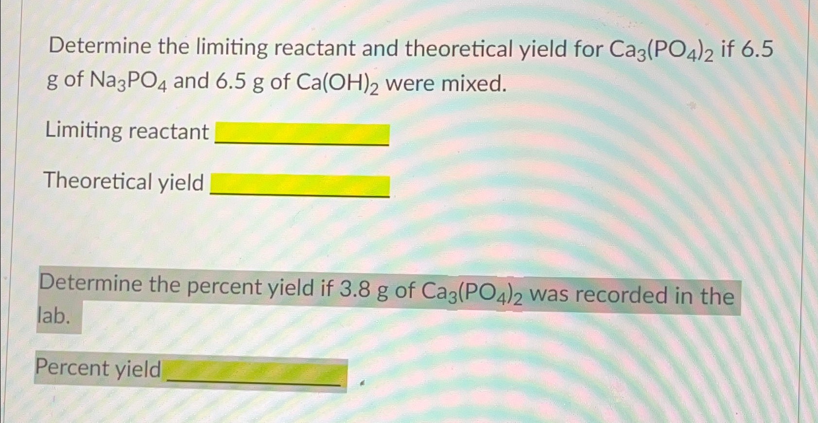 Solved Determine the limiting reactant and theoretical yield | Chegg.com