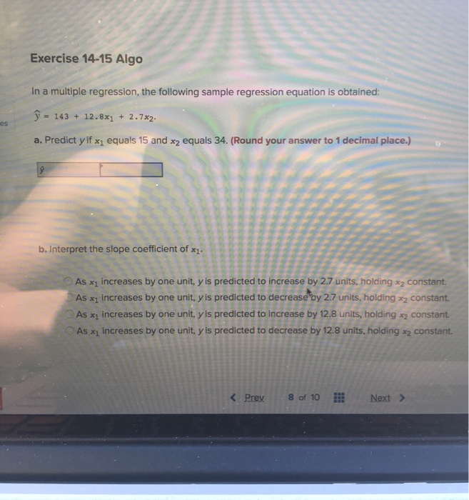 Solved Exercise 14-15 Algo In a multiple regression, the | Chegg.com
