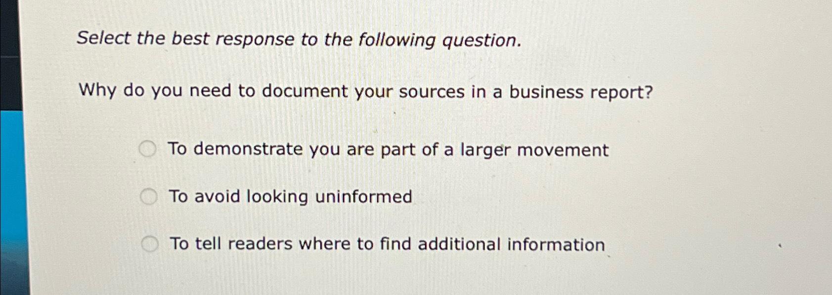 Solved Select the best response to the following | Chegg.com
