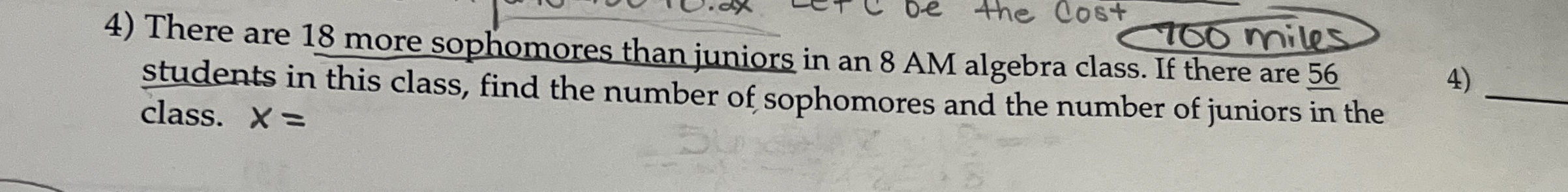 Solved There are 18 ﻿more sophomores than juniors in an 8 | Chegg.com