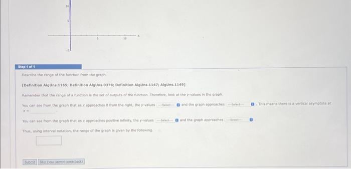 Solved Find the range of the function shown f(x)=3ln(x+1)−17 | Chegg.com