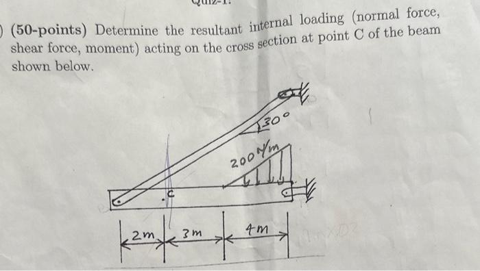 Solved (50-points) Determine the resultant internal loading | Chegg.com