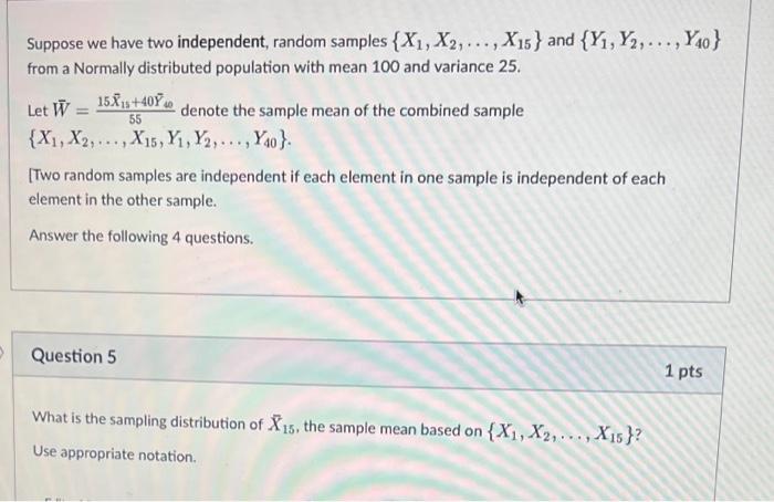 Solved Suppose we have two independent, random samples | Chegg.com
