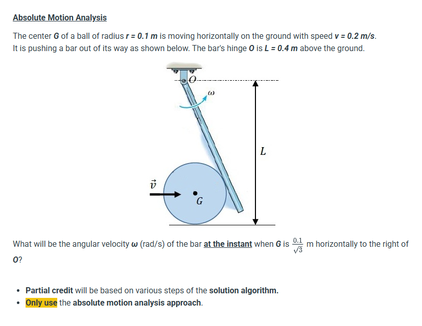 Absolute Motion AnalysisThe center G of ﻿a ball of | Chegg.com