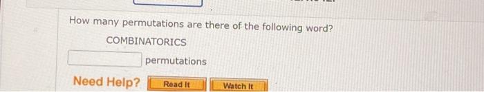 Solved How many permutations are there of the following | Chegg.com