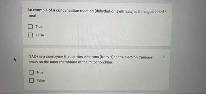 Solved An example of a condensation reaction (dehydration | Chegg.com