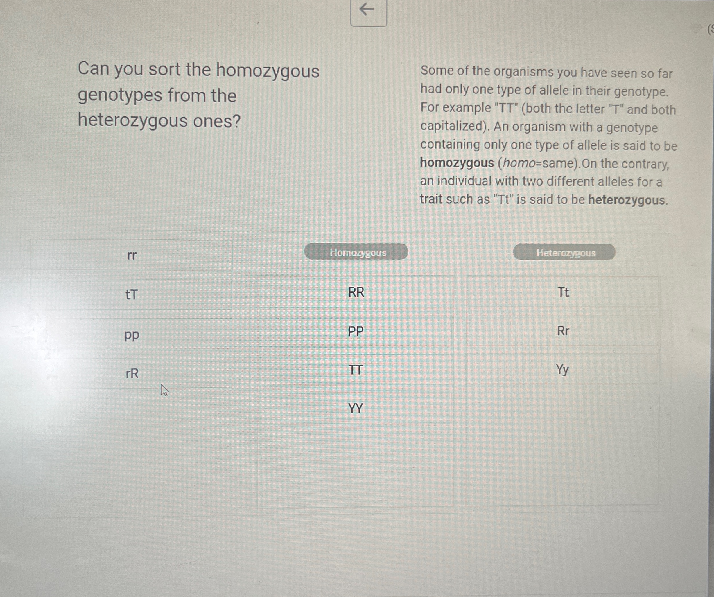 Solved Can you sort the homozygous genotypes from the | Chegg.com