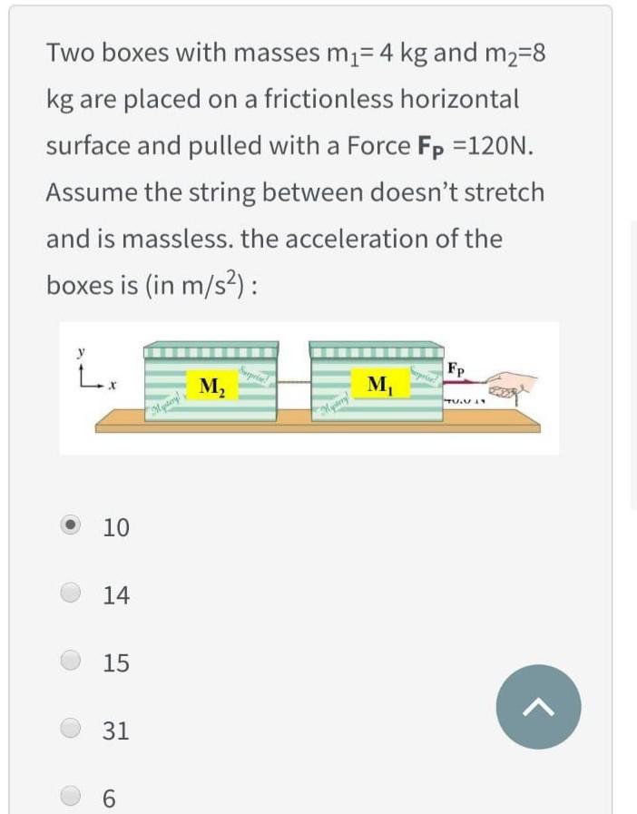 Solved Two boxes with masses m1= 4 kg and m2=8 kg are placed | Chegg.com