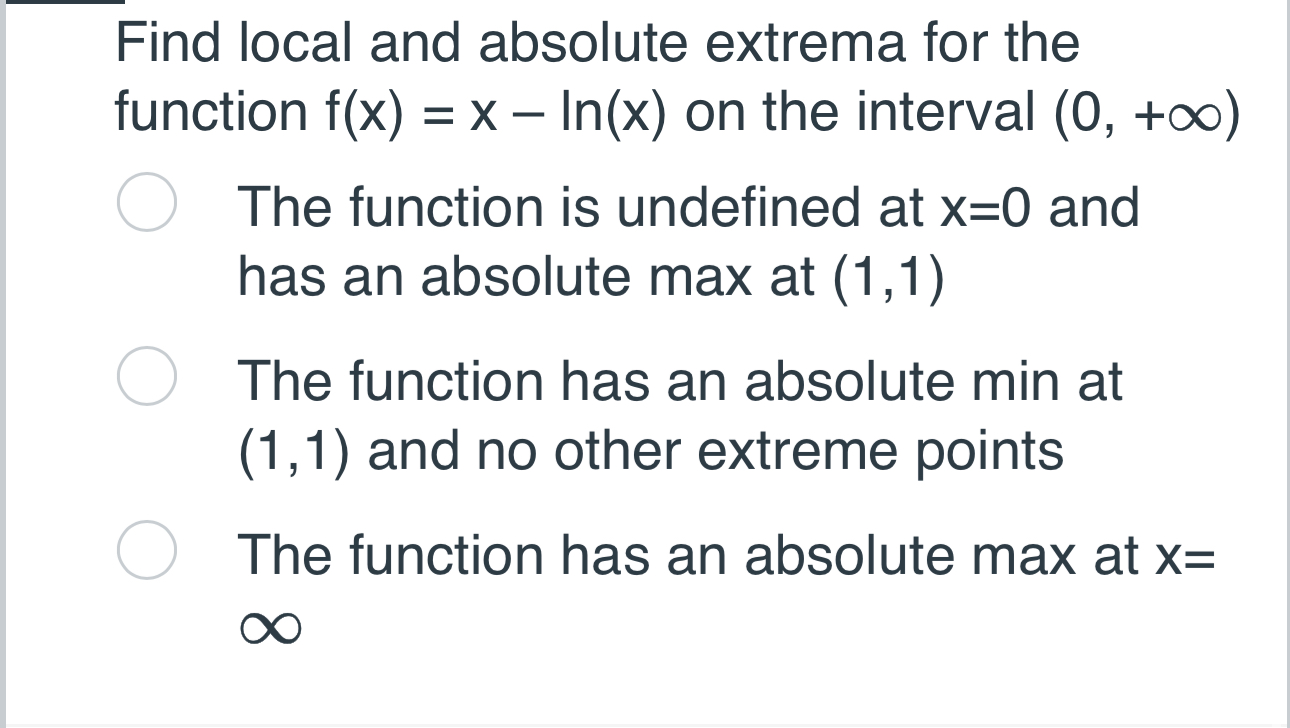 Solved Find local and absolute extrema for the function | Chegg.com
