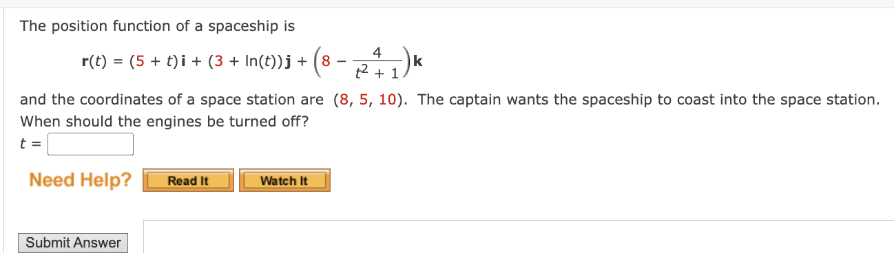 Solved The position function of a spaceship | Chegg.com