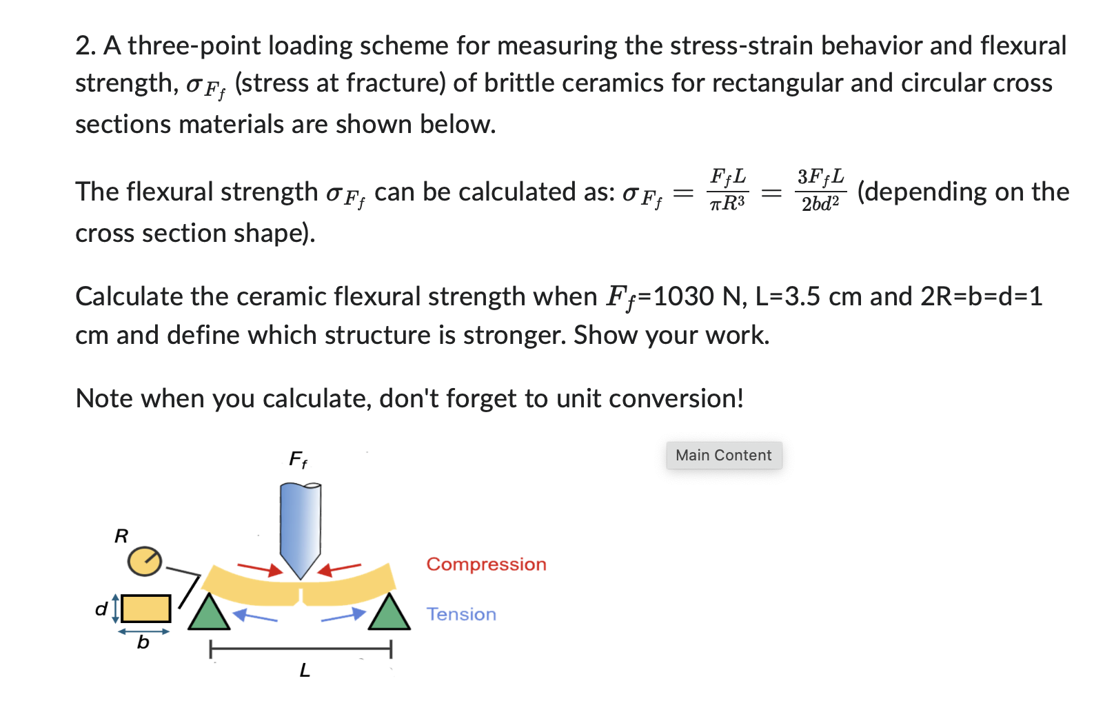 Solved A three-point loading scheme for measuring the | Chegg.com