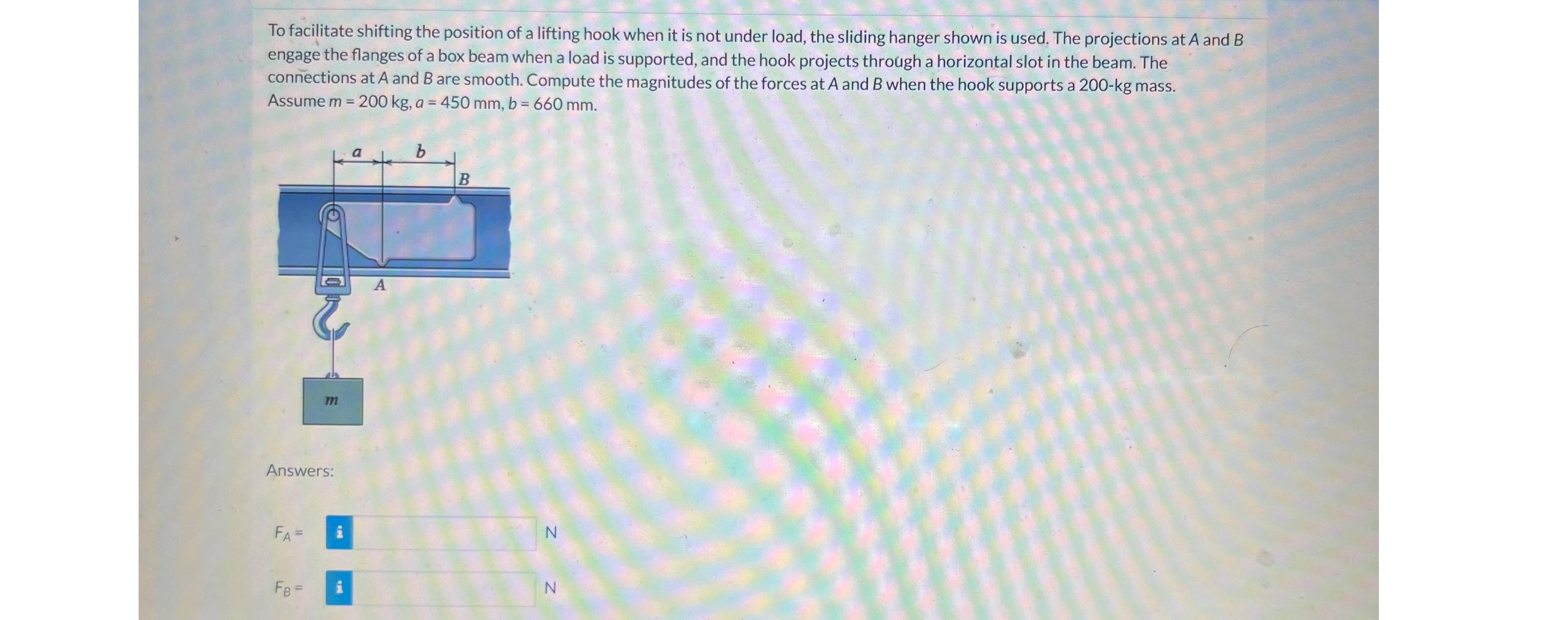 Solved To facilitate shifting the position of a lifting hook | Chegg.com