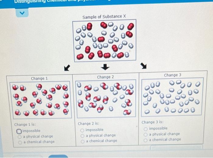 Solved Sample of Substance X Change 1 Change 2 Change 3 | Chegg.com