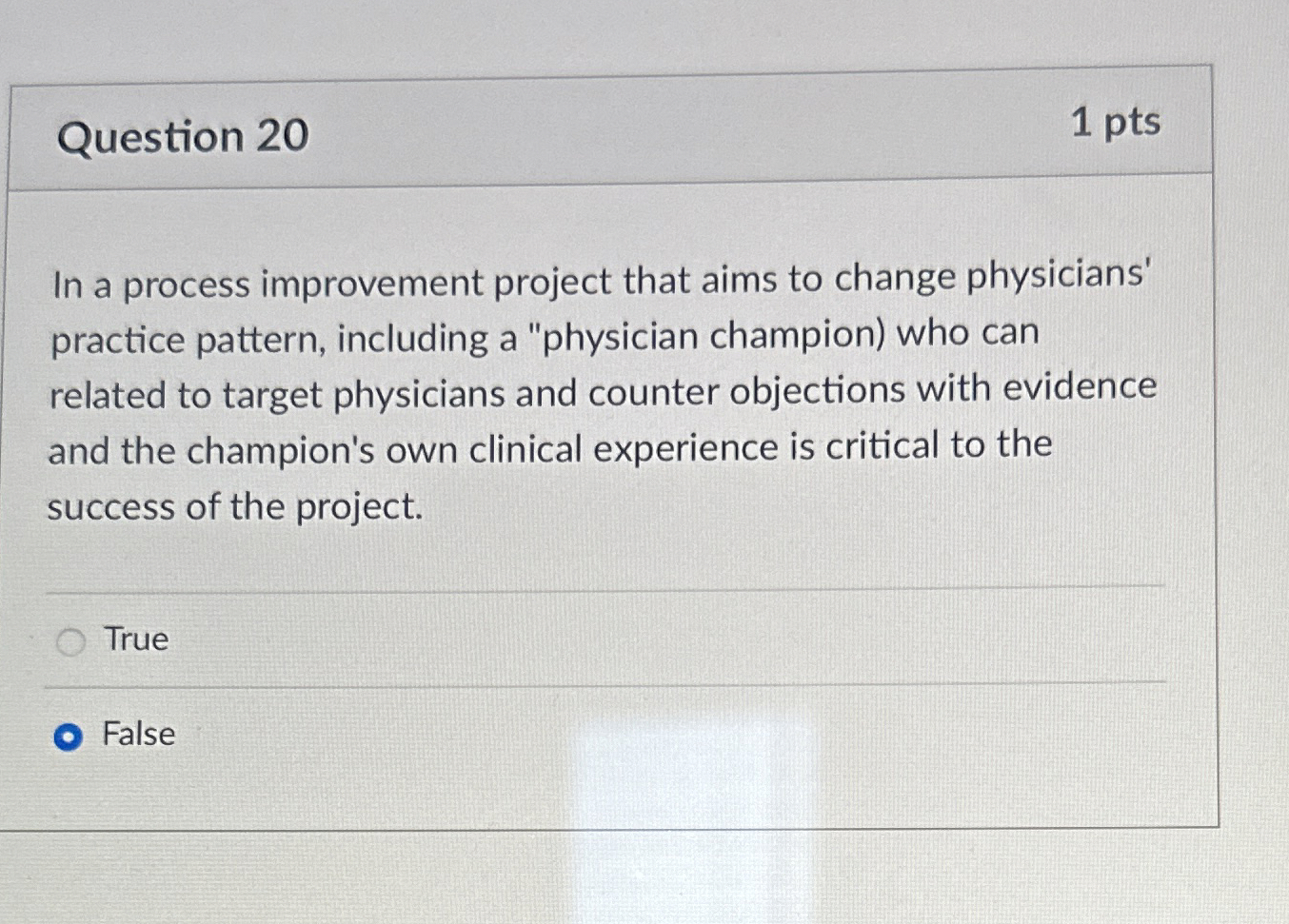 Solved Question 201 ﻿ptsIn a process improvement project | Chegg.com