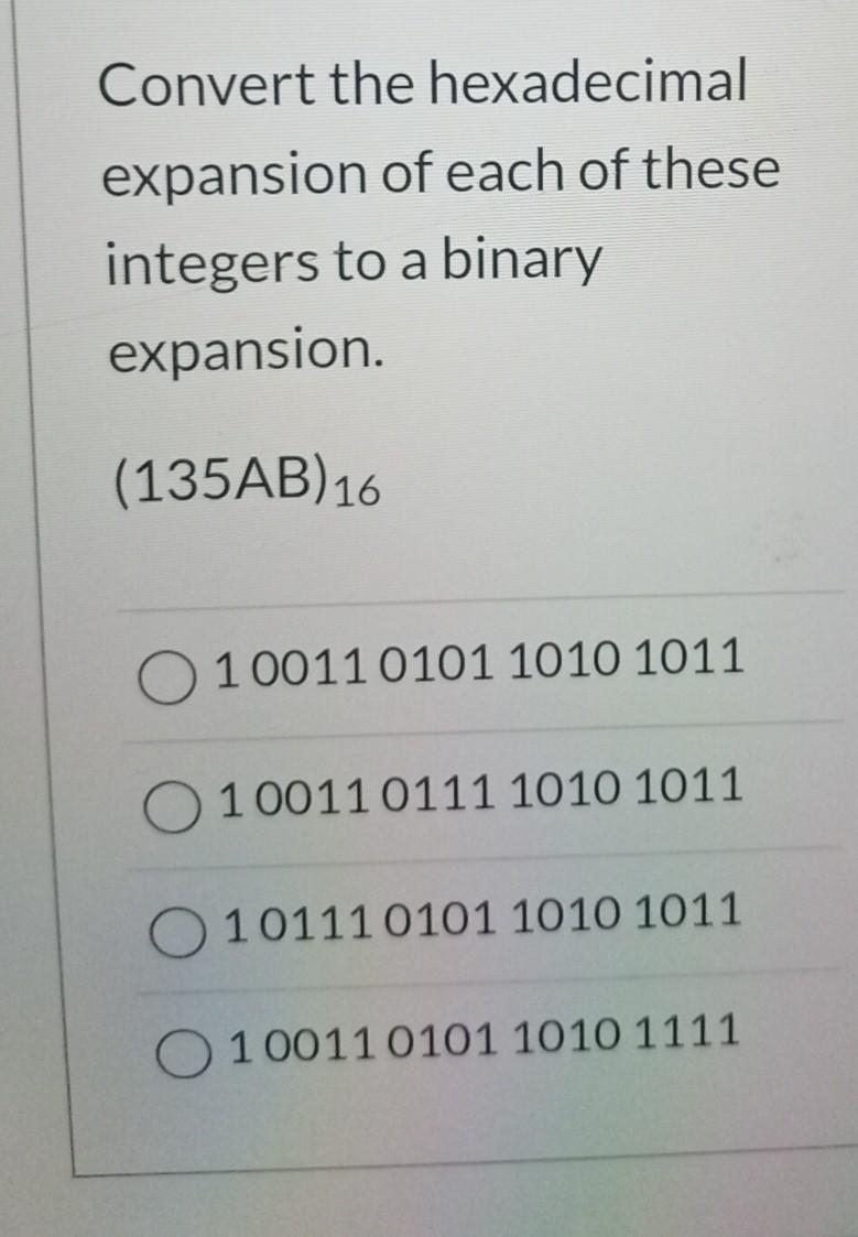 Solved Convert the hexadecimal expansion of each of these | Chegg.com