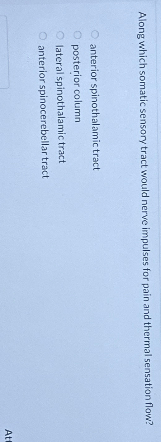 Solved Along which somatic sensory tract would nerve | Chegg.com