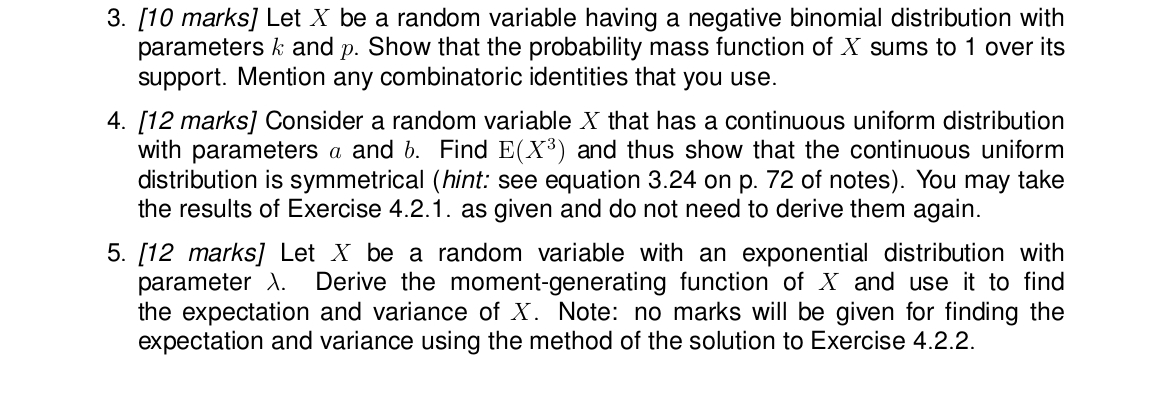 Solved [10 ﻿marks] ﻿Let x ﻿be a random variable having a | Chegg.com