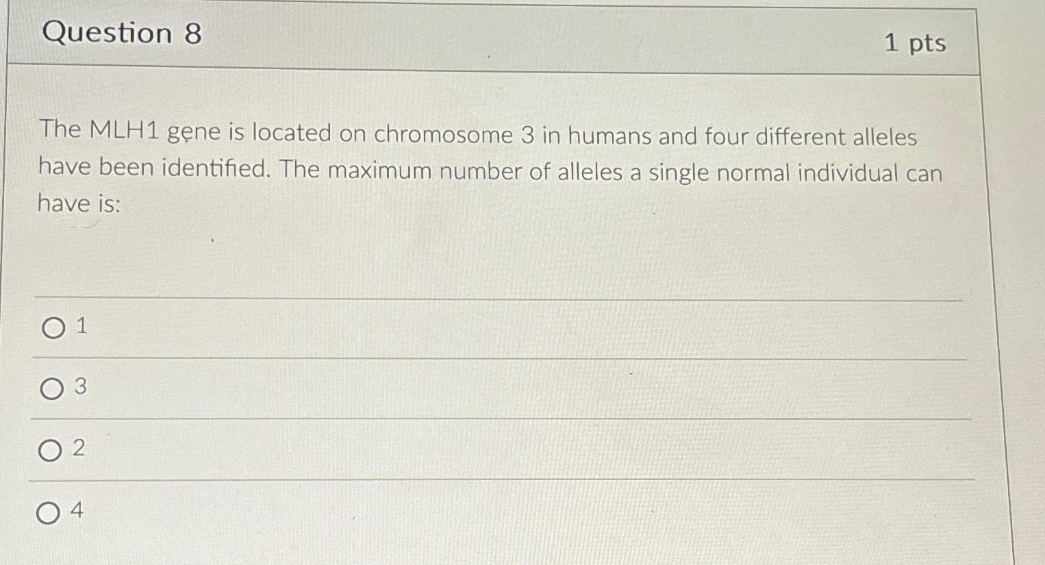 Solved Question 81 ﻿ptsThe MLH1 ﻿gene is located on | Chegg.com
