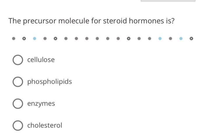 Solved The precursor molecule for steroid hormones is? | Chegg.com