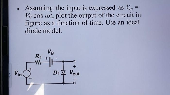 Solved Vin Assuming the input is expressed as Vin = Vo cos | Chegg.com