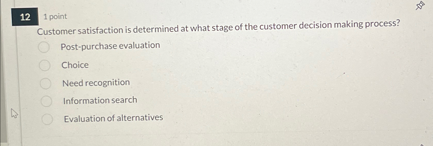 Solved 121 ﻿pointCustomer satisfaction is determined at what | Chegg.com