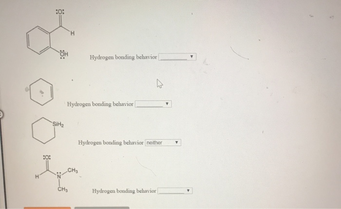 Solved Hydrogen bonding behavior Hydrogen bonding behavior | Chegg.com