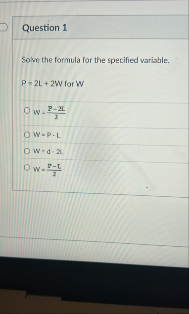 Solved Question 1Solve the formula for the specified | Chegg.com