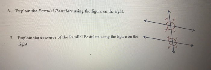 Solved 6. Explain the Parallel Postulate using the figure on | Chegg.com