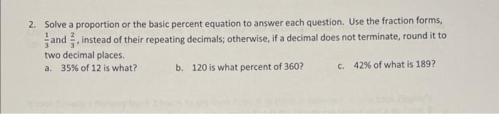 Solved 2 Solve A Proportion Or The Basic Percent Equation Chegg