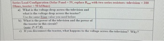 Solved Series Coad Oonfigurafion (Solar Panef = 5V. replace | Chegg.com