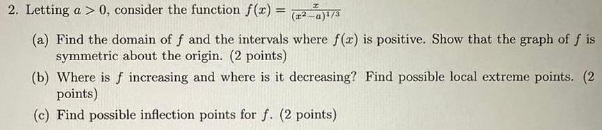 Solved Letting a>0, ﻿consider the function f(x)=x(x2-a)13(a) | Chegg.com