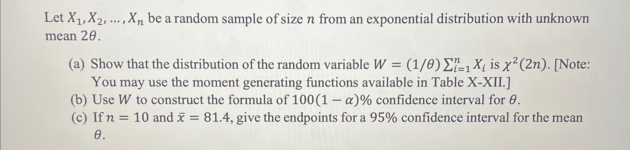 Solved Let x1,x2,dots,xn ﻿be a random sample of size n ﻿from | Chegg.com