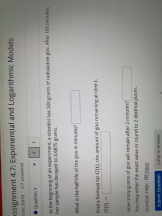 Solved Assignment 4.7: Exponential and Logarithmic Models | Chegg.com