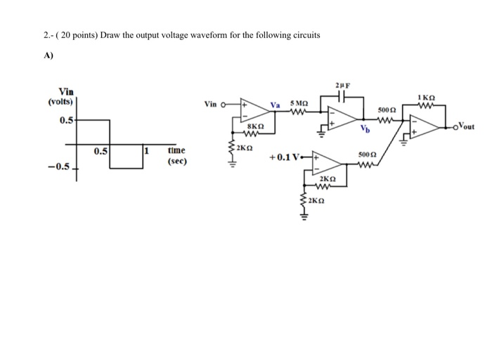 Solved 2.- 20 points) Draw the output voltage waveform for | Chegg.com