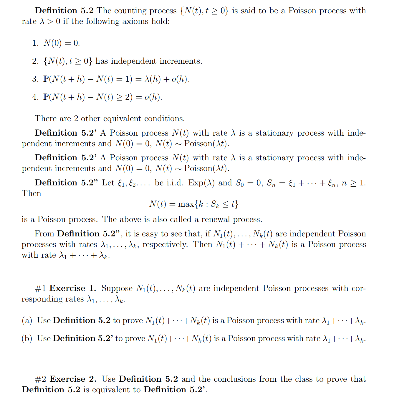 Solved Definition 5.2 ﻿The counting process {N(t),t≥0} ﻿is | Chegg.com