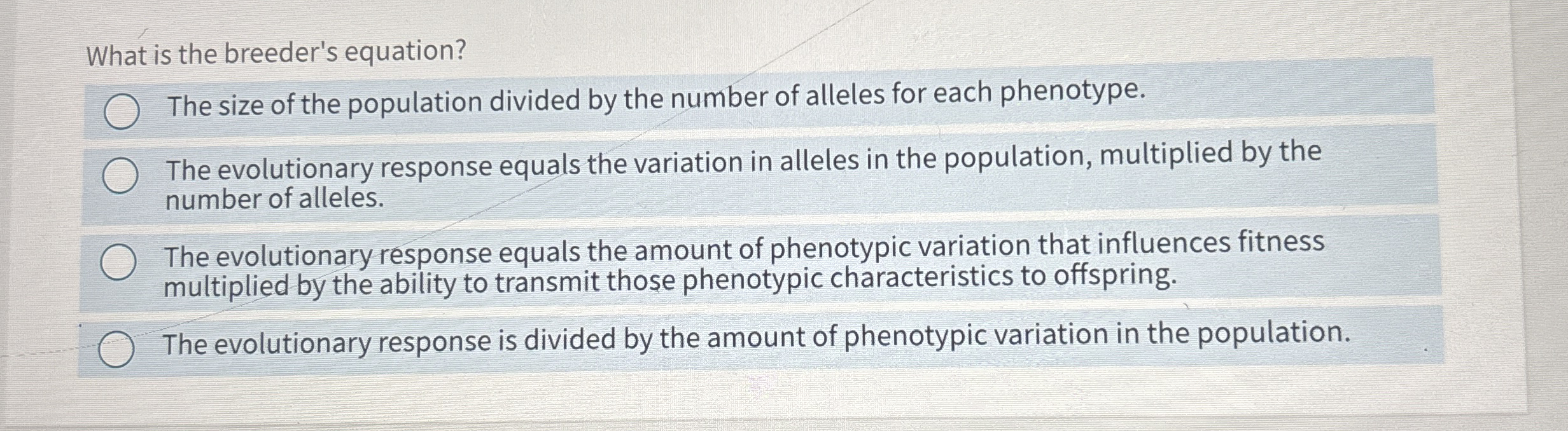 What is the breeder's equation?The size of the | Chegg.com