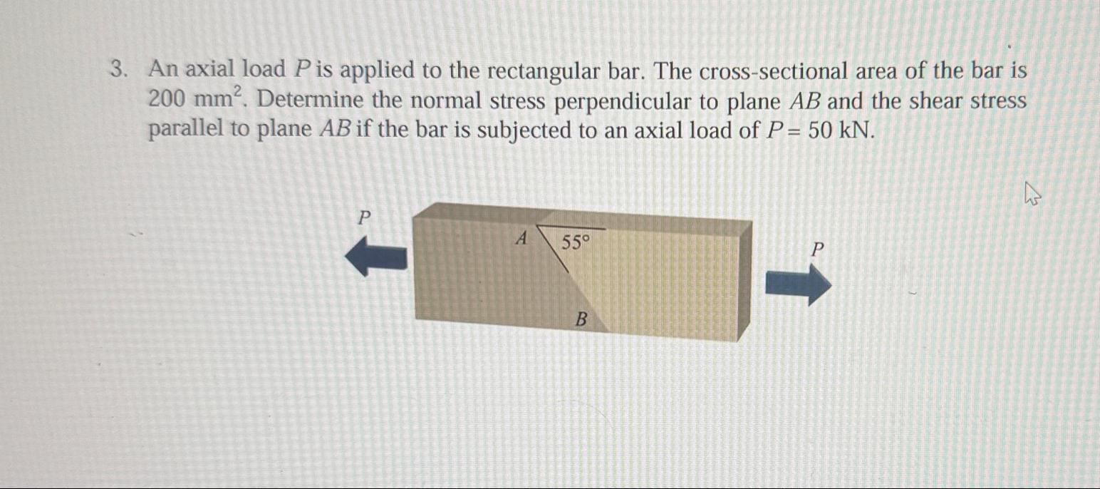 Solved An axial load P ﻿is applied to the rectangular bar. | Chegg.com