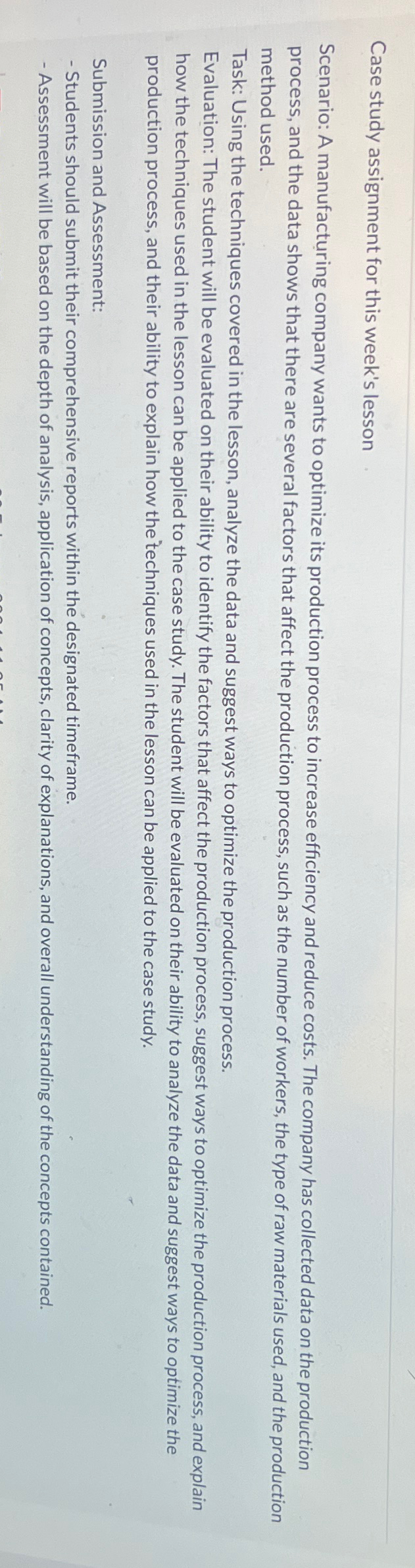 Solved Case study assignment for this week's lessonScenario: | Chegg.com
