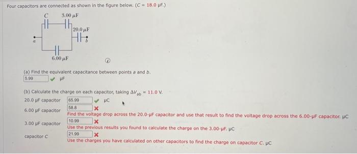Solved Four capacitors are connected as shown in the figure | Chegg.com