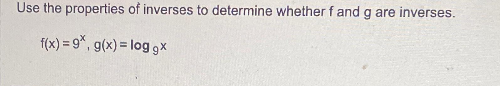 Solved Use the properties of inverses to determine whether f | Chegg.com