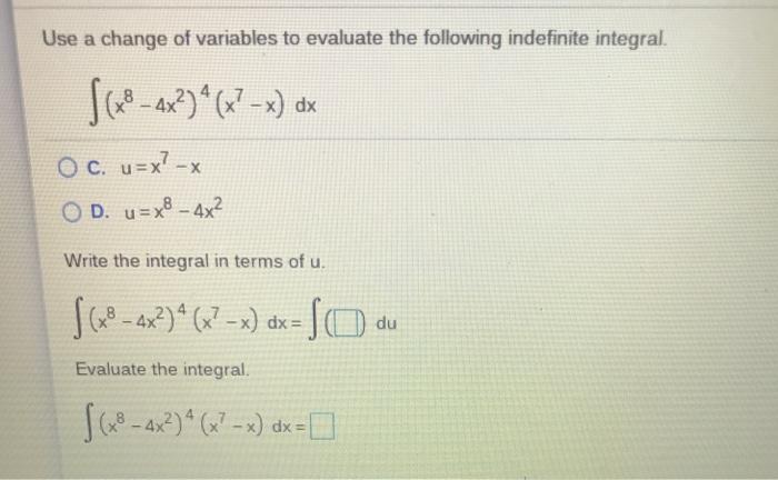 Solved Use a change of variables to evaluate the following | Chegg.com