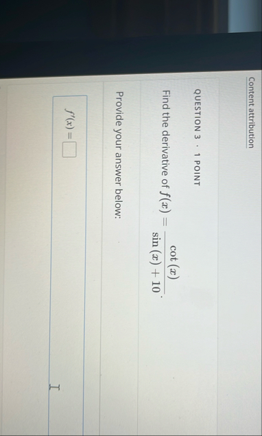 Solved Content attributionQUESTION 3 • 1 ﻿POINTFind the | Chegg.com