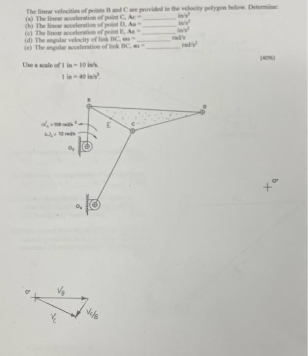 The linear velocities of points 8 and C are providnd | Chegg.com